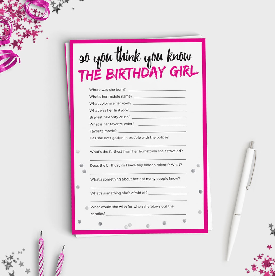Fun Adult Birthday Game - How Well Do You Know the Birthday Girl ...