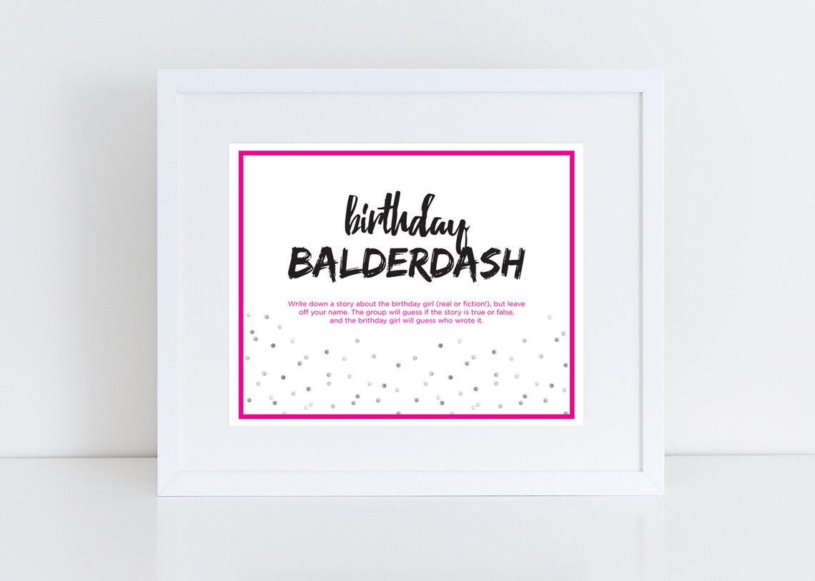 Fun Adult Birthday Game - Balderdash Mini Cards With Sign - Instant ...