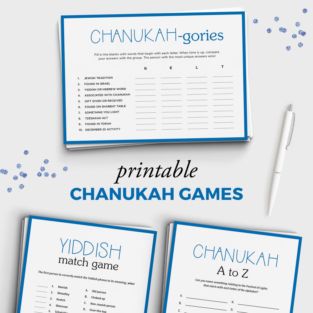 Hanukkah Party Games Bundle - 3 Printable Chanukah Games - Instant ...
