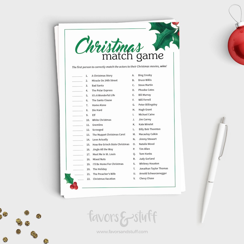 Christmas Party Game - Christmas Movie Match up - Fun Holiday Party ...
