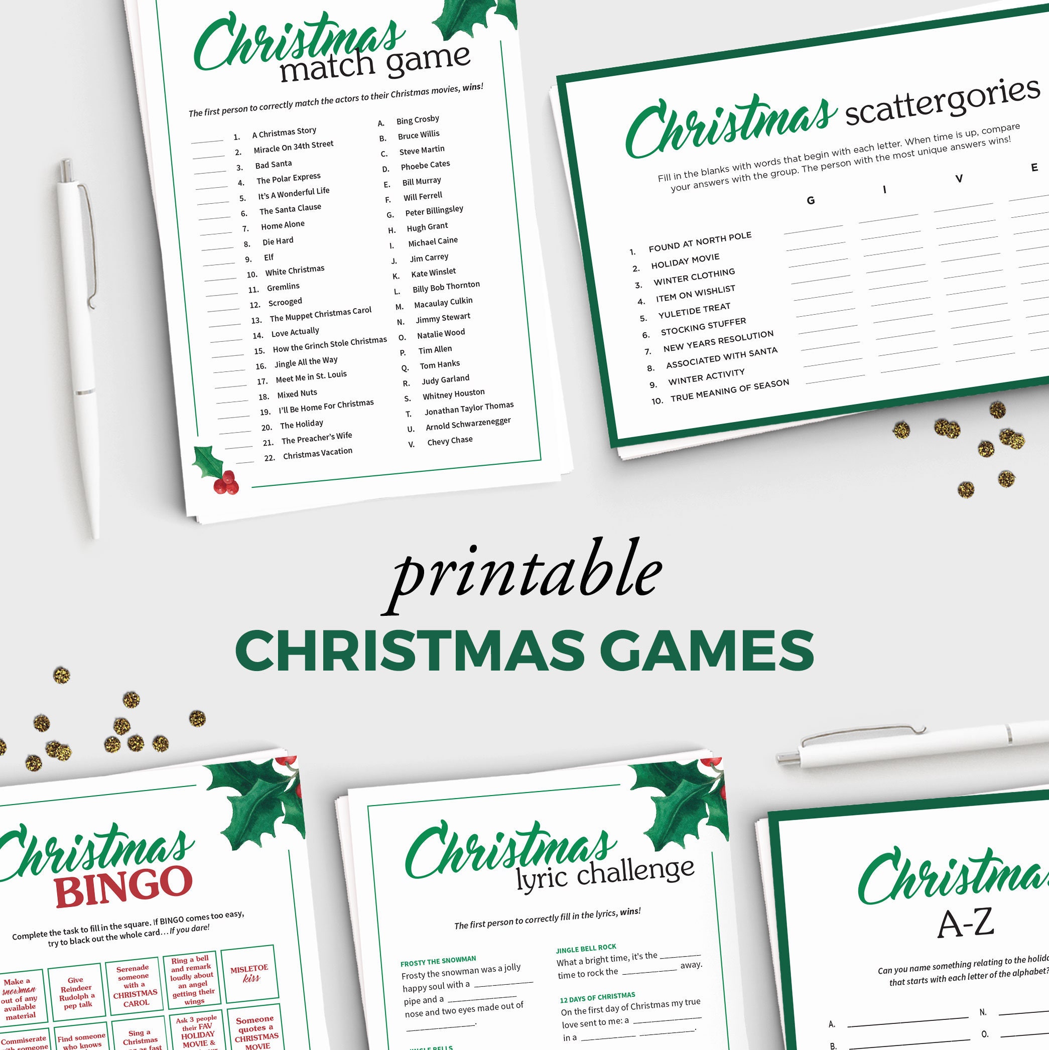 Christmas Bingo Scavenger Hunt Game - Instant Download - 5x7 Printable ...