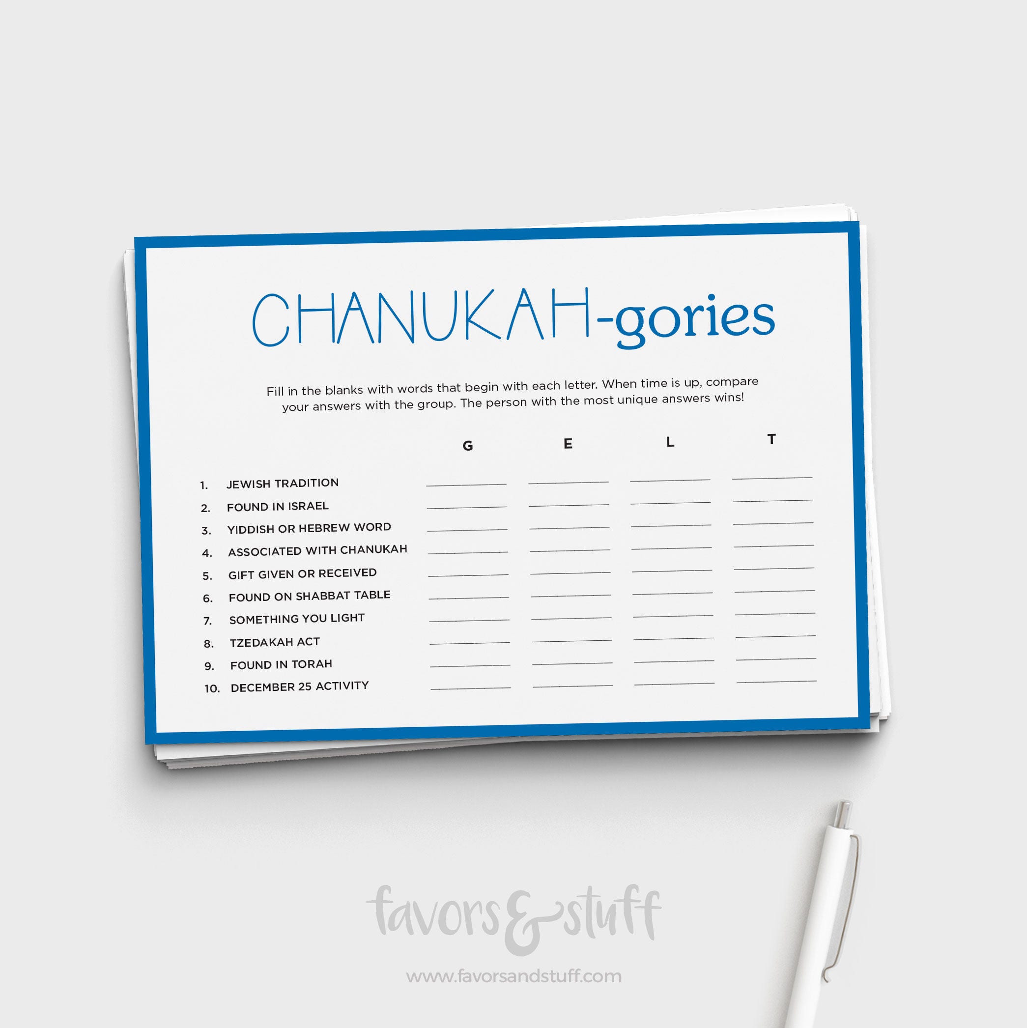 Hanukkah Party Games Bundle 3 Printable Chanukah Games Instant Download ...