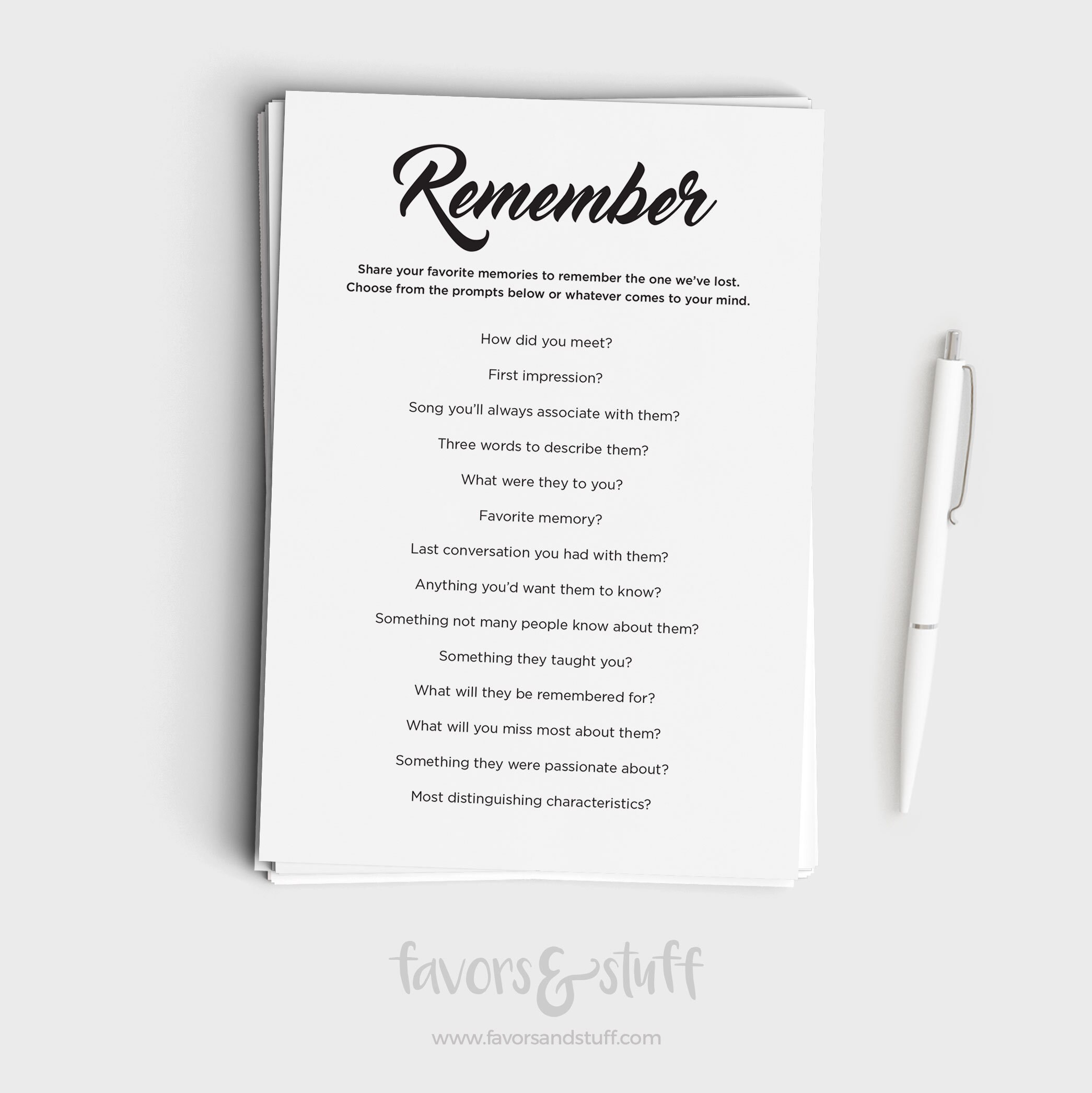 Memorial Activity - Honoring Memories of Lost Loved Ones - Printable ...