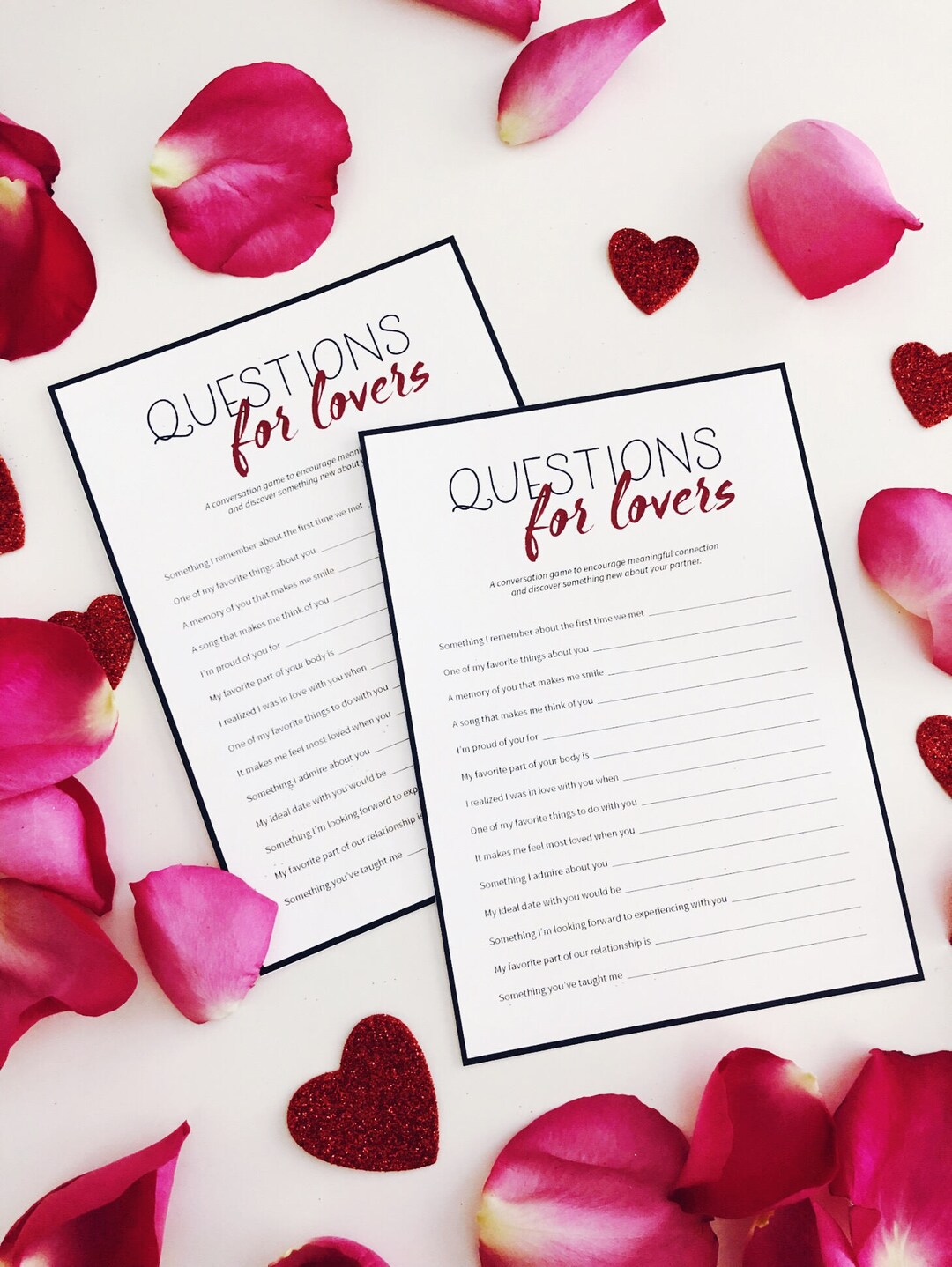 Questions for Lovers - Anniversary Gift - Print and Play With Your ...