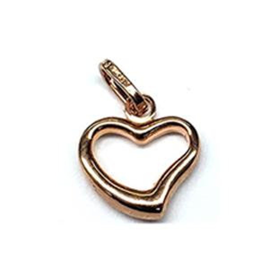 14k Solid Gold Small With Loop Open Heart Pendant Charm - Etsy