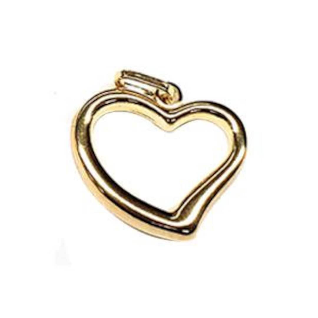 14k Solid Gold Medium With Loop Open Heart Pendant Charm - Etsy