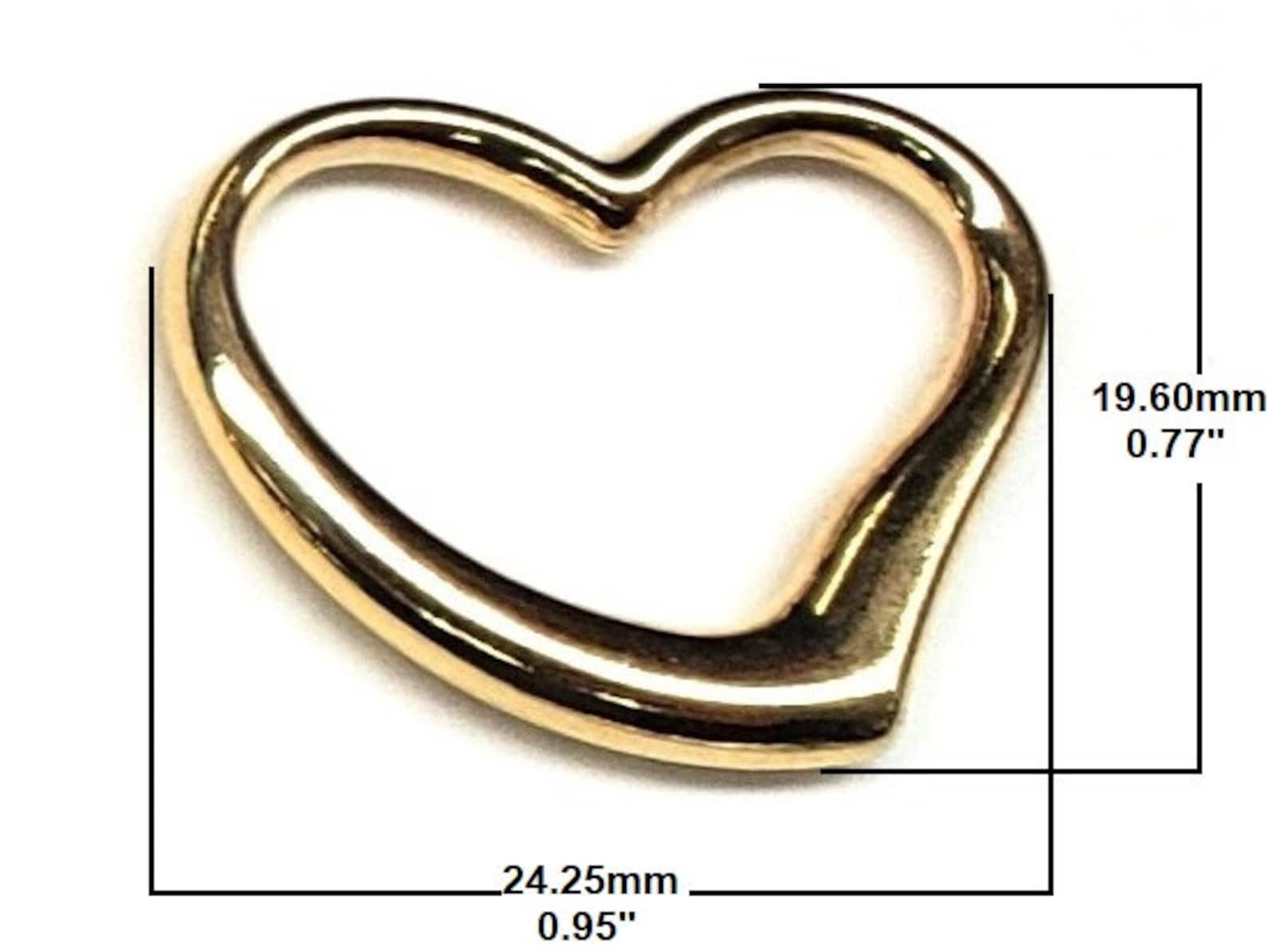 14k Solid Gold Large Open Heart Pendant Charm | Etsy