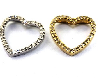 14k Solid Gold Large Open Heart Pendant Charm | Etsy