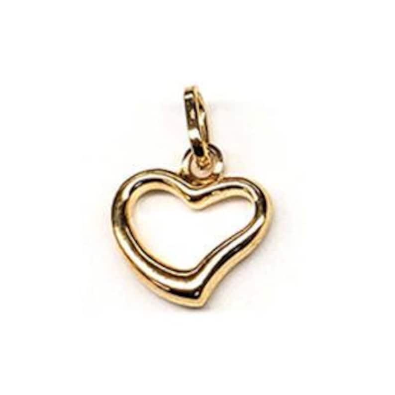 14k Solid Gold Small With Loop Open Heart Pendant Charm - Etsy