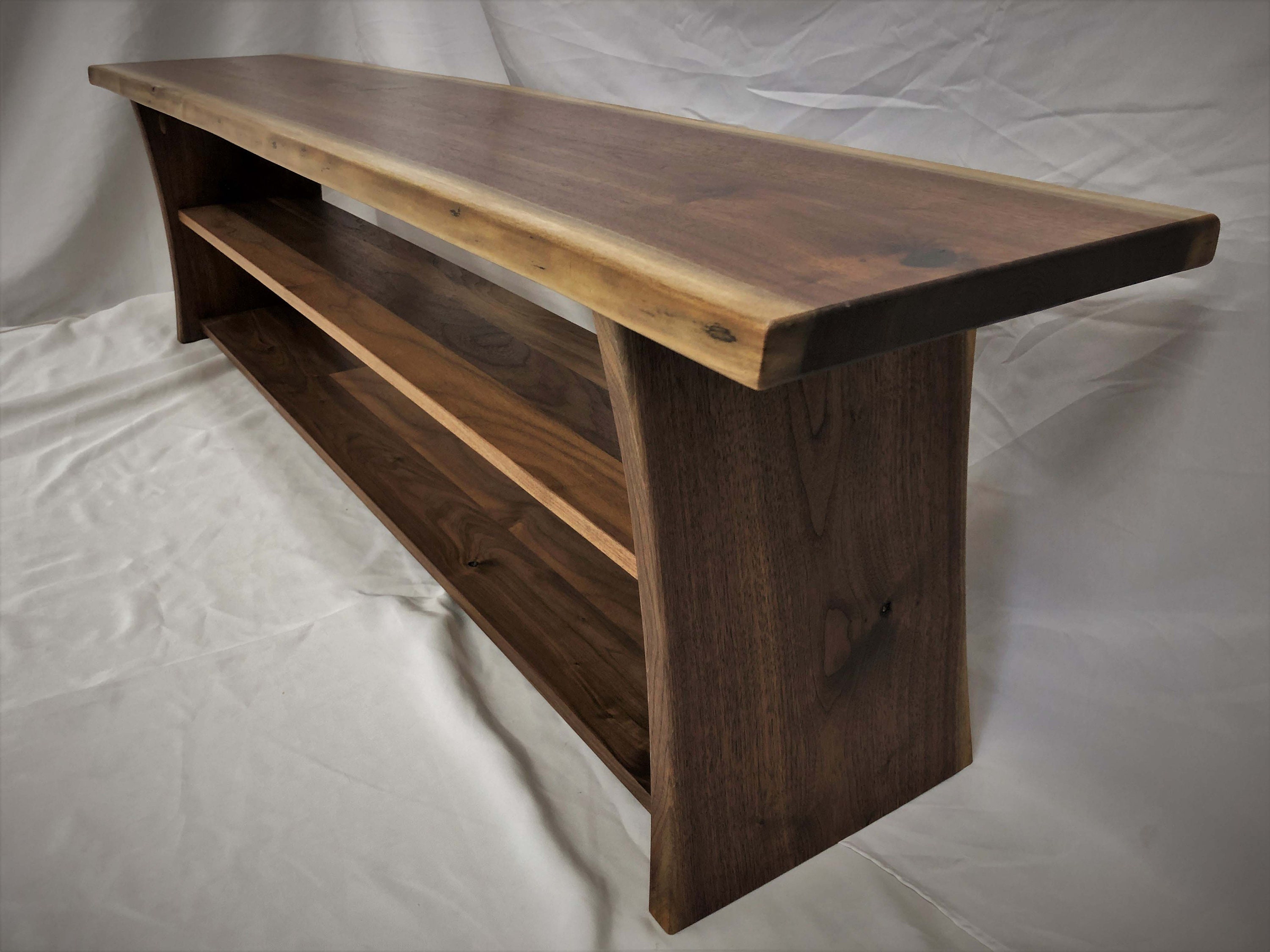 Walnut Live-edge Entryway Bench / Shoe Storage Bench / Reclaim | Etsy