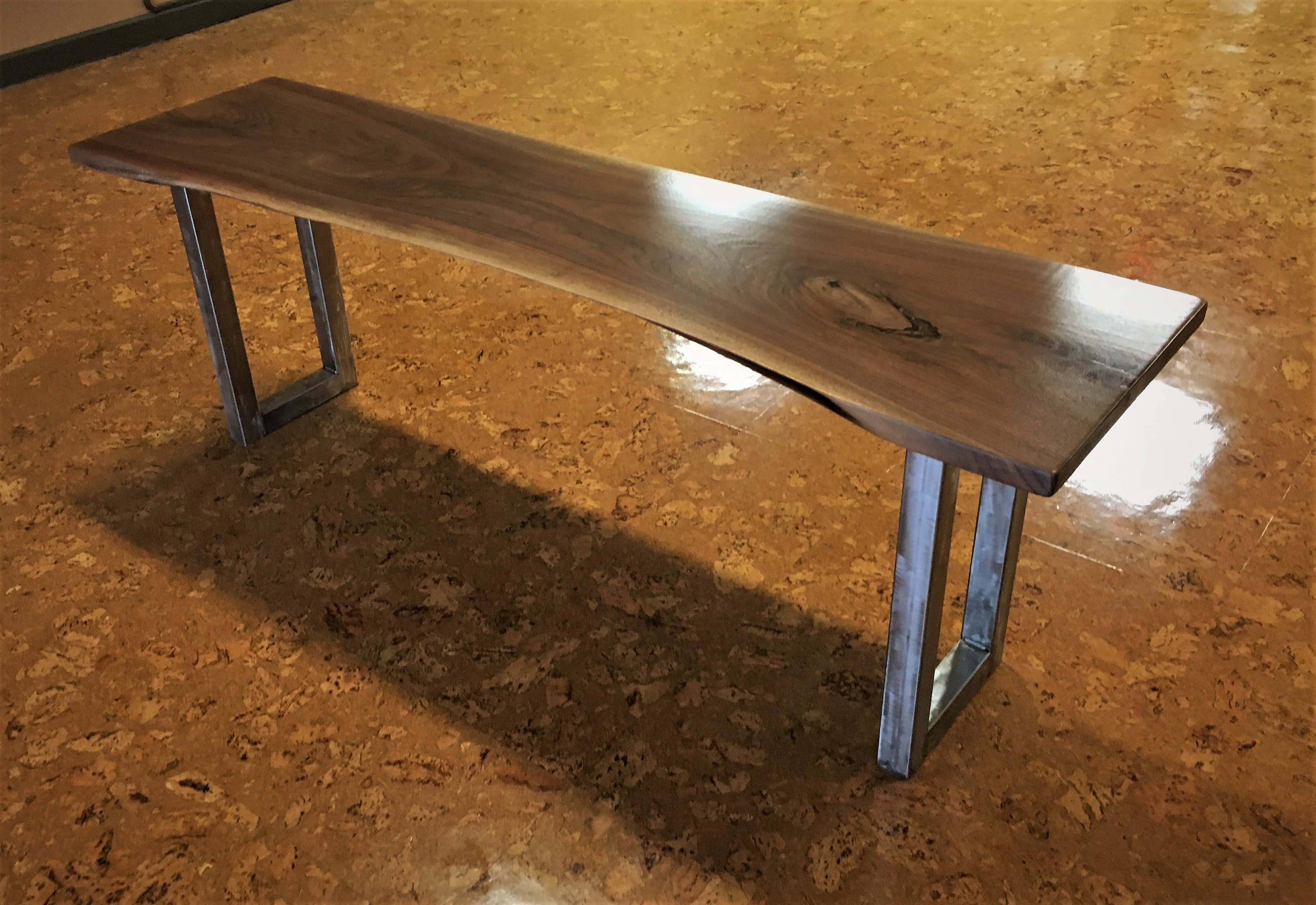 Live Edge Table / Black Walnut Wood & Metal Console Table / | Etsy
