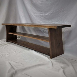 Walnut Live-edge Entryway Bench / Shoe Storage Bench / Reclaim Black ...