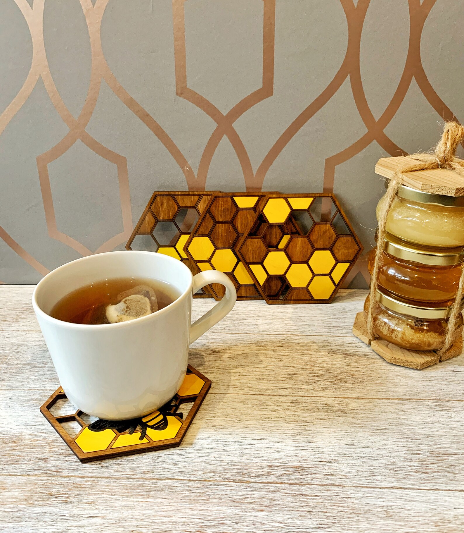 Honeycomb Bee Coasters - Etsy