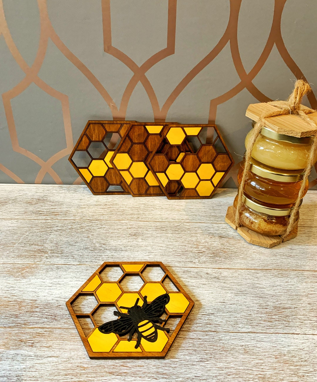 Honeycomb Bee Coasters - Etsy