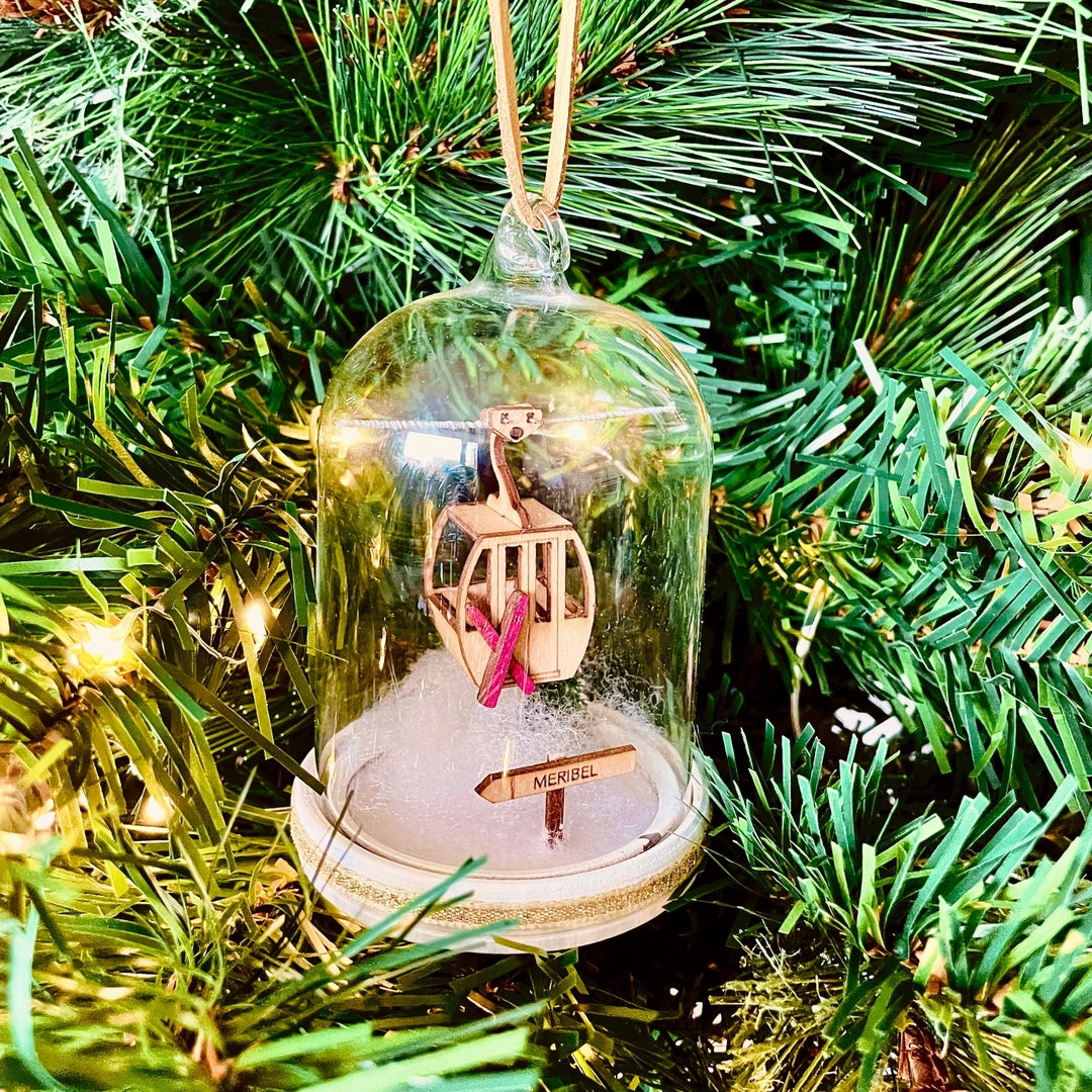 Glass Christmas Ski Lift Hanging Decoration - Etsy