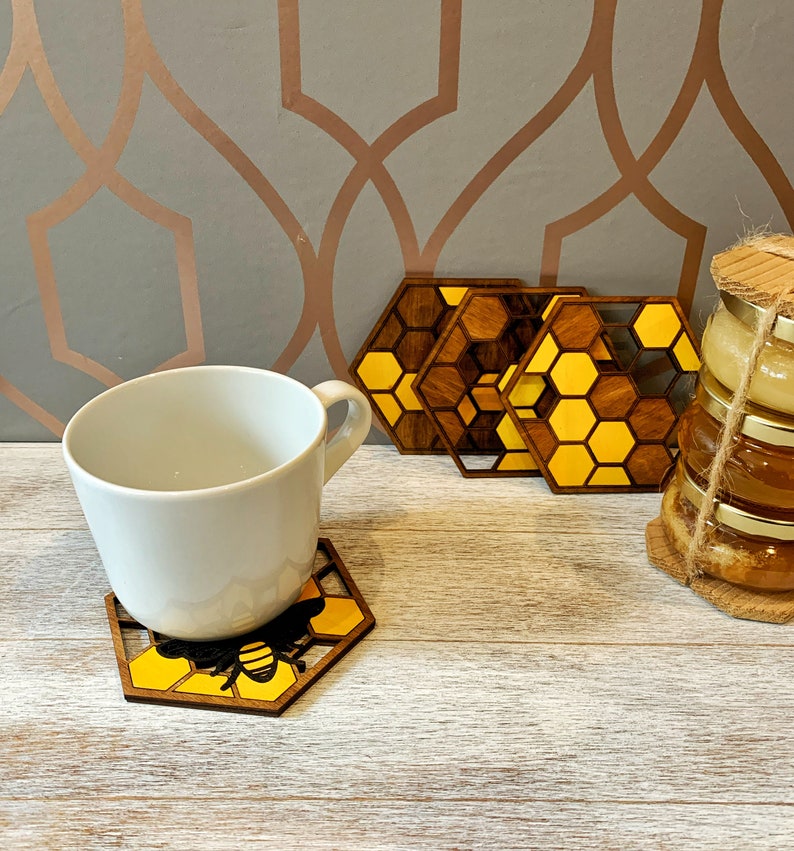 Honeycomb Bee Coasters - Etsy