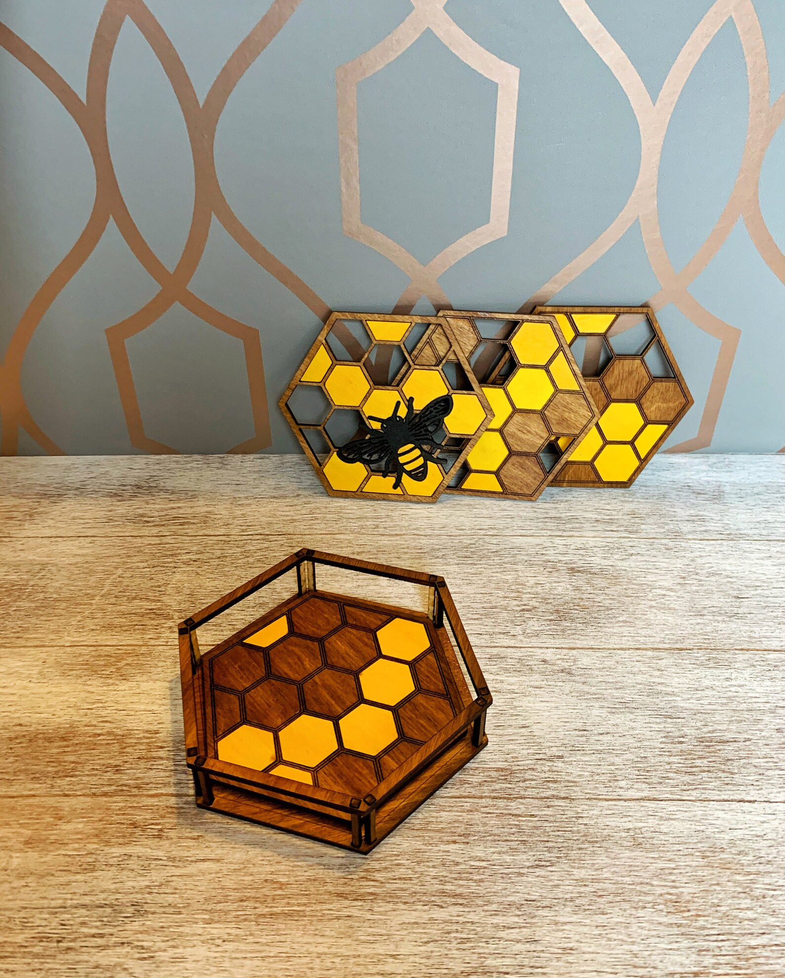 Honeycomb Bee Coasters | Etsy
