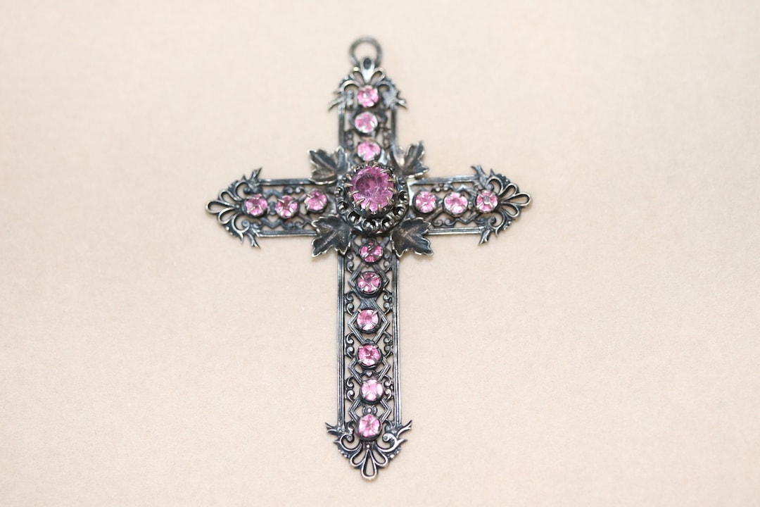 Victorian Filigree Cross Medallion With Pastes - Etsy