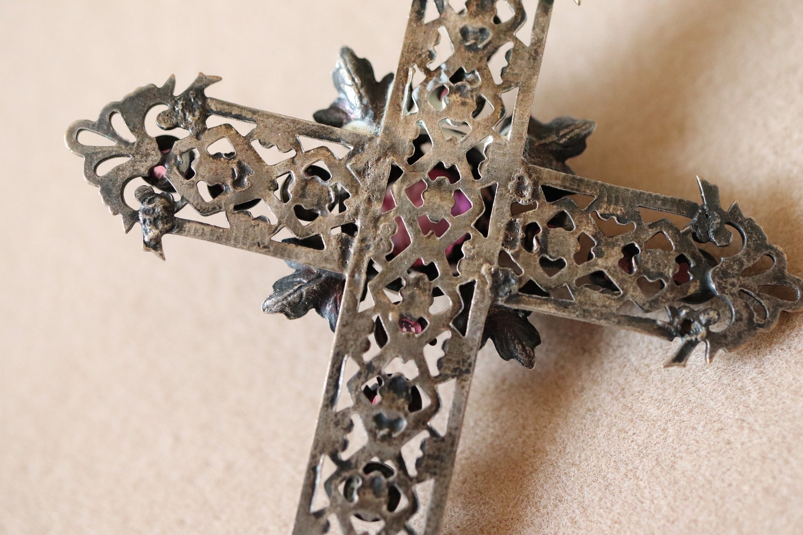 Victorian Filigree Cross Medallion With Pastes - Etsy