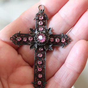 Victorian Filigree Cross Medallion With Pastes - Etsy
