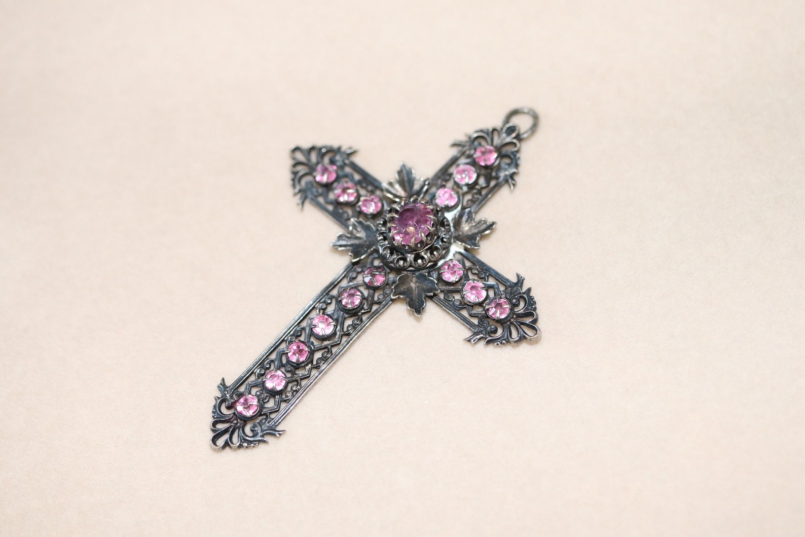Victorian Filigree Cross Medallion With Pastes - Etsy