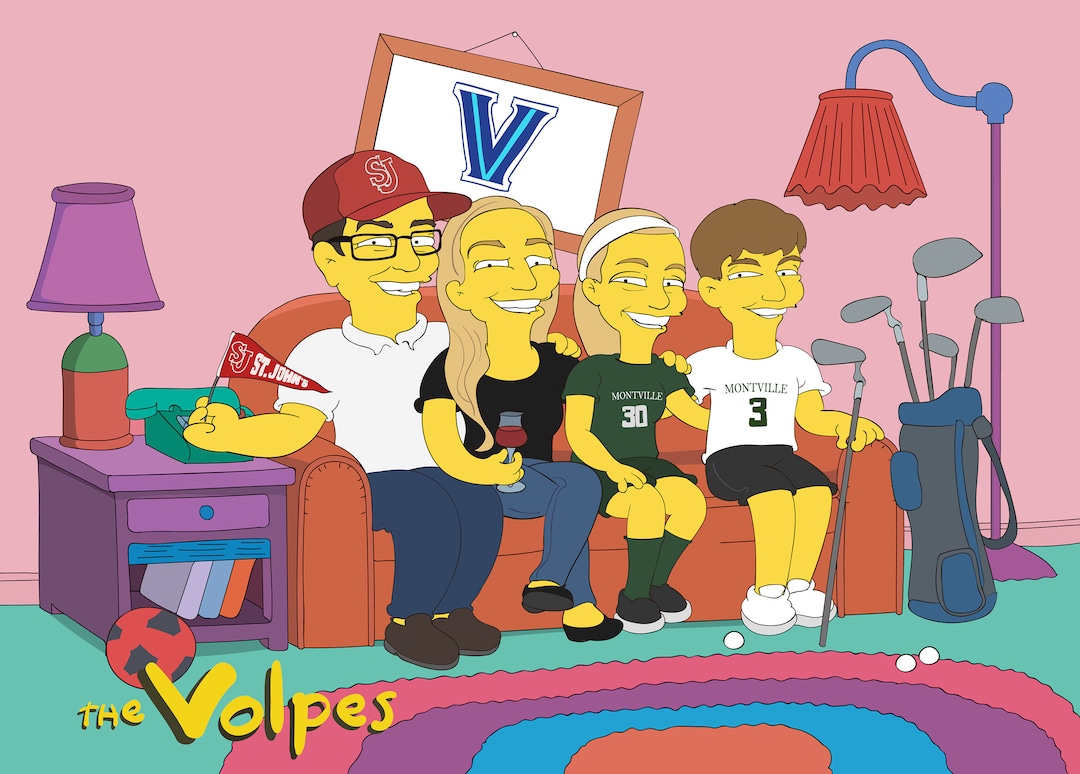 4 People Portrait. Christmas Gift for Parent. Simps Portrait. Gift for ...