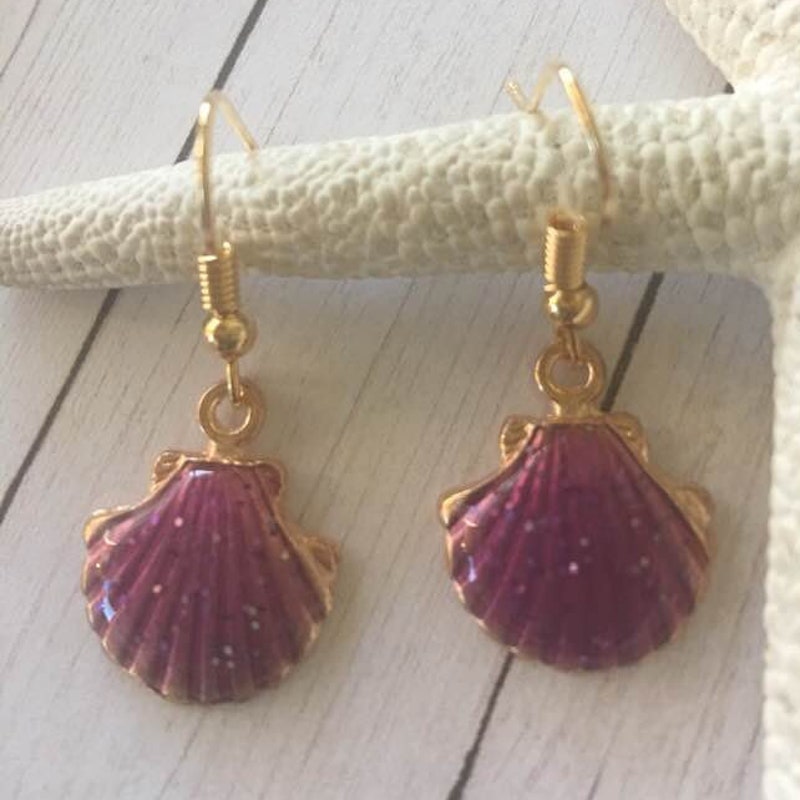 Purple Shell Earrings - Etsy