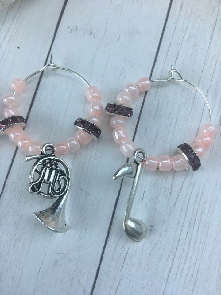 Music Wine Glass Charms,music Teacher Gift,musical Wine Charms,music ...