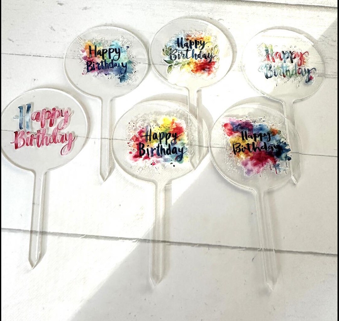 Cupcake Birthday Picks,happy Birthday Picks,acrylic Birthday Cake Picks ...
