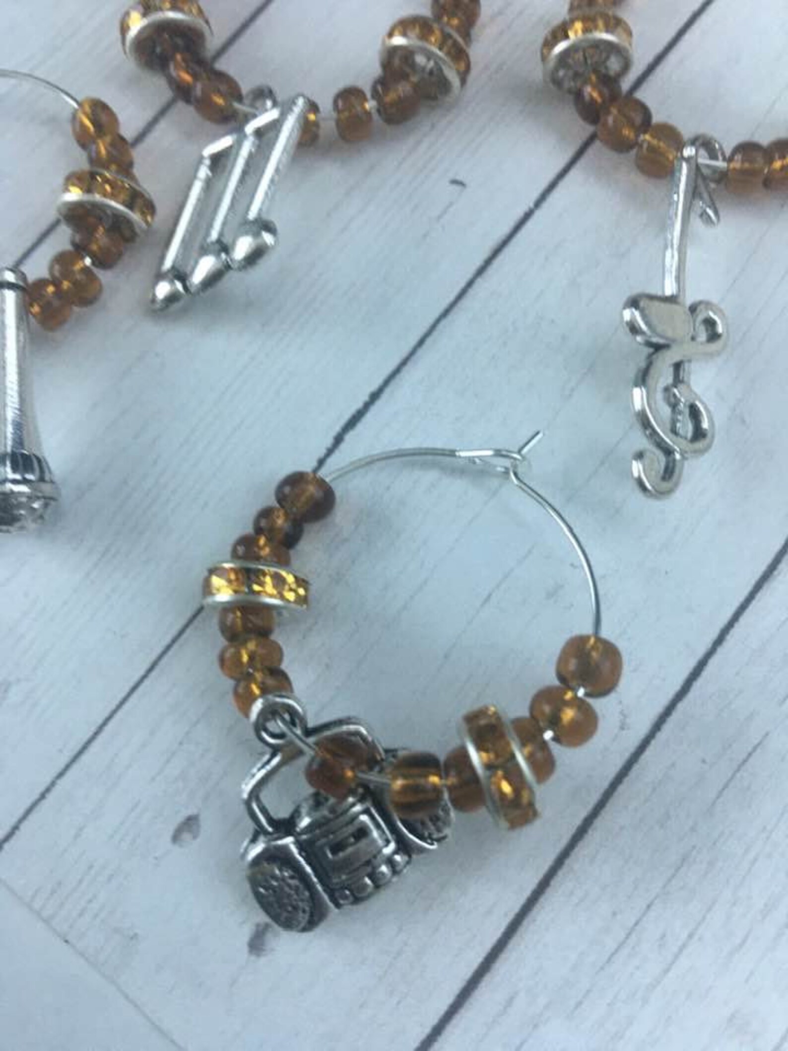 Music Wine Glass Charms,music Teacher Gift,musical Wine Charms,music ...