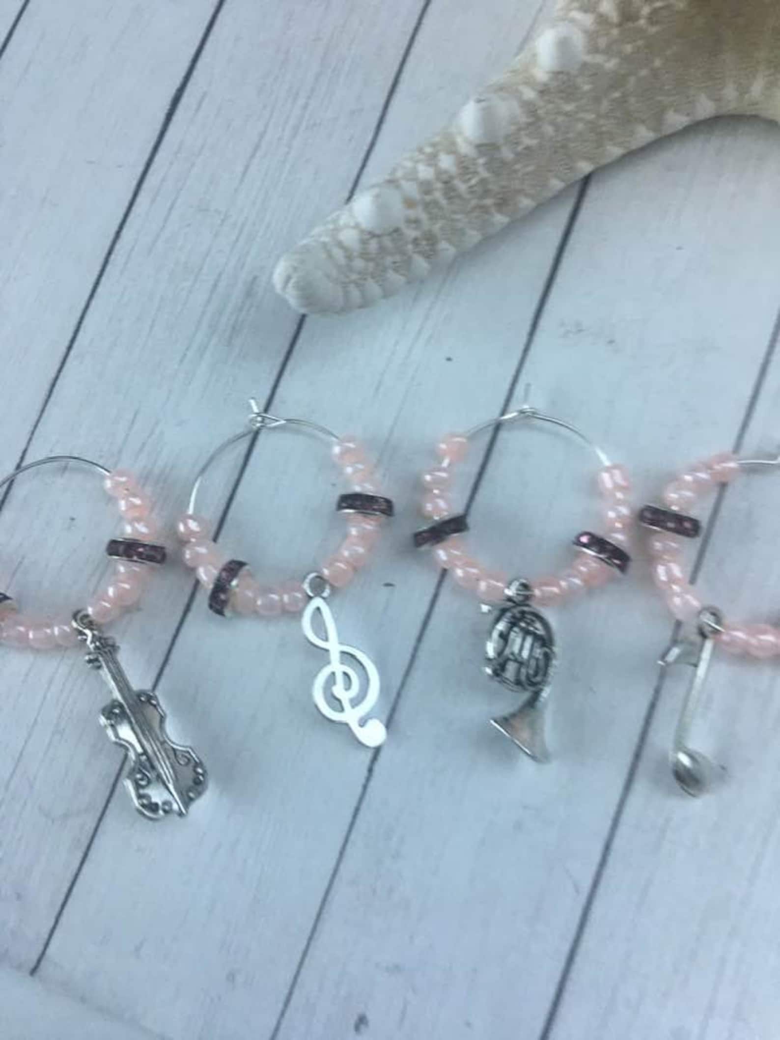 Music Wine Glass Charms,music Teacher Gift,musical Wine Charms,music ...