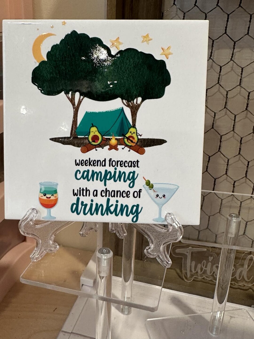 Ceramic Tile Signs,tile Art,camping,tile Coaster,tile Art W/ Easel,tile ...