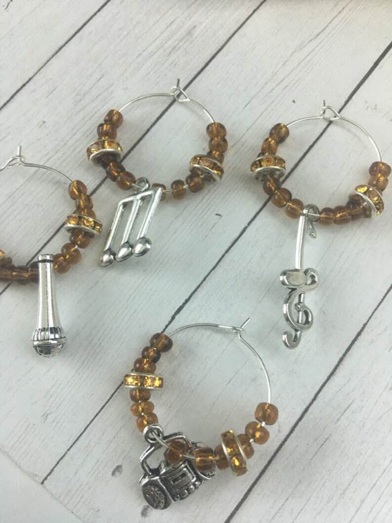 Music Wine Glass Charms,music Teacher Gift,musical Wine Charms,music ...