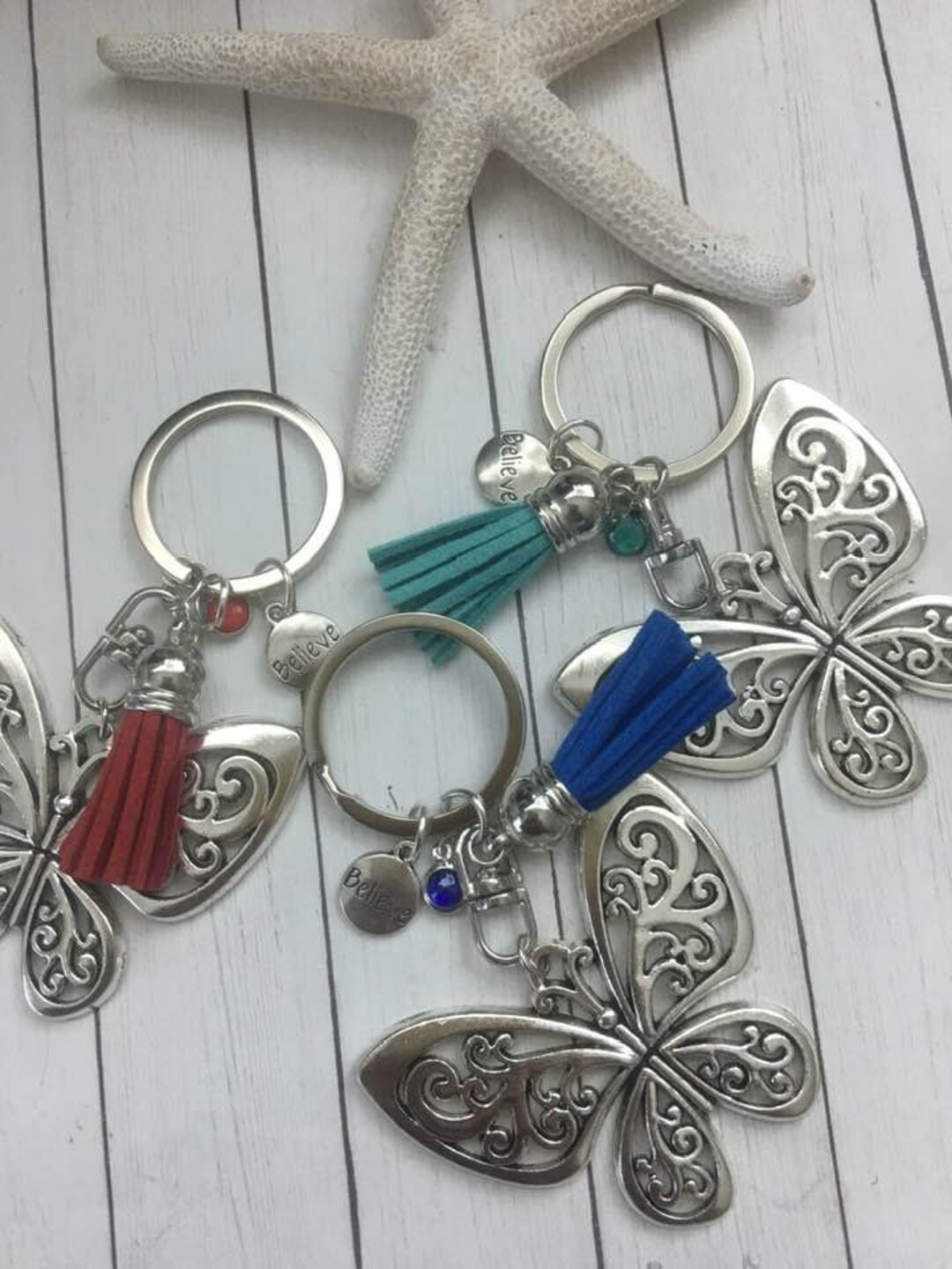 Butterfly Believe Keychains,butterfly Keyrings,butterfly Purse Charm ...