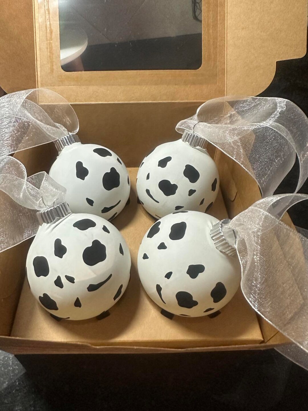 Cow Ornamentscow Print Ball Ornamentsshatterproof Cow - Etsy