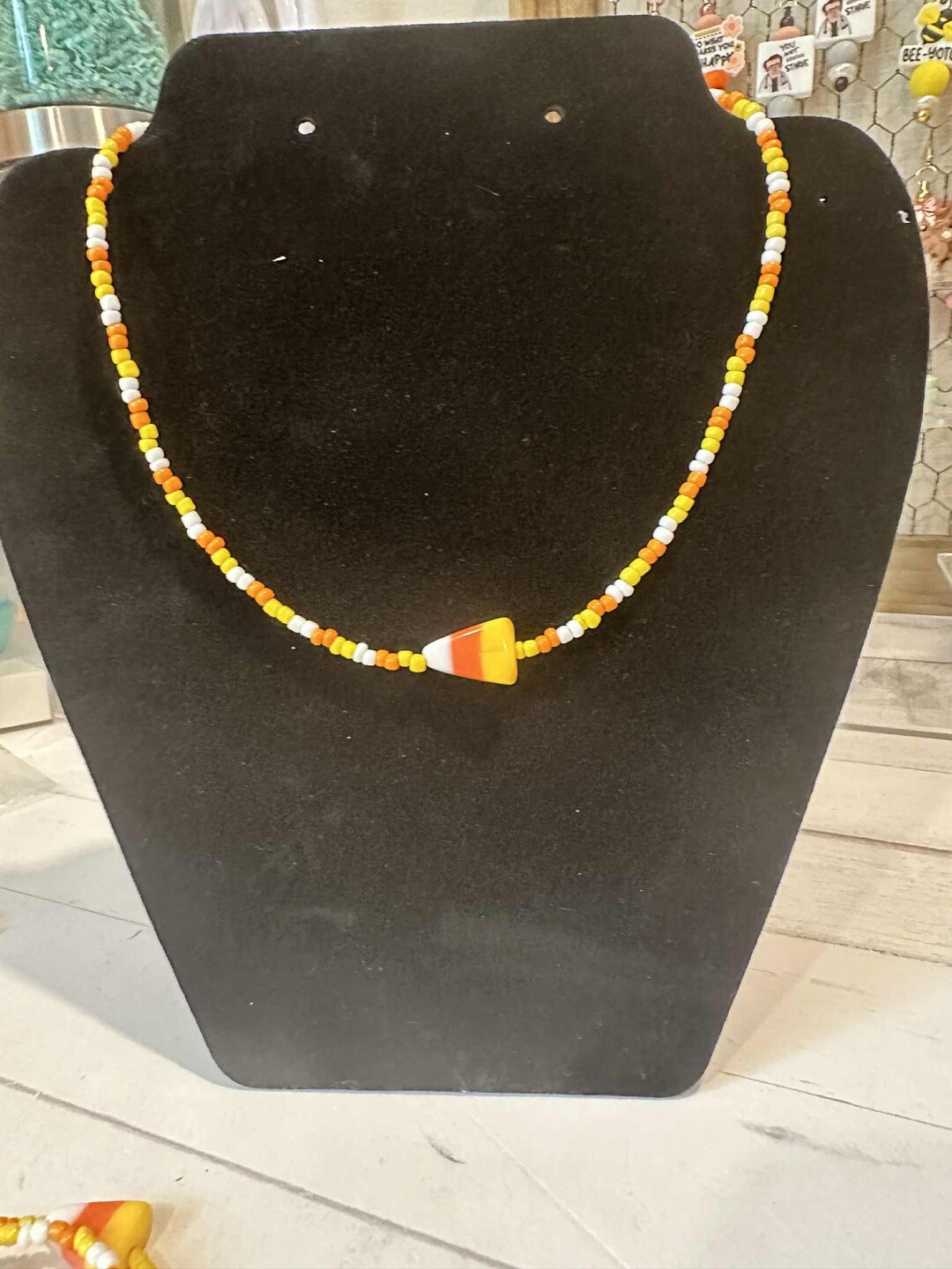 Candy Corn Seed Bead Necklace,fall Jewelry,halloween,costume Prop,candy ...