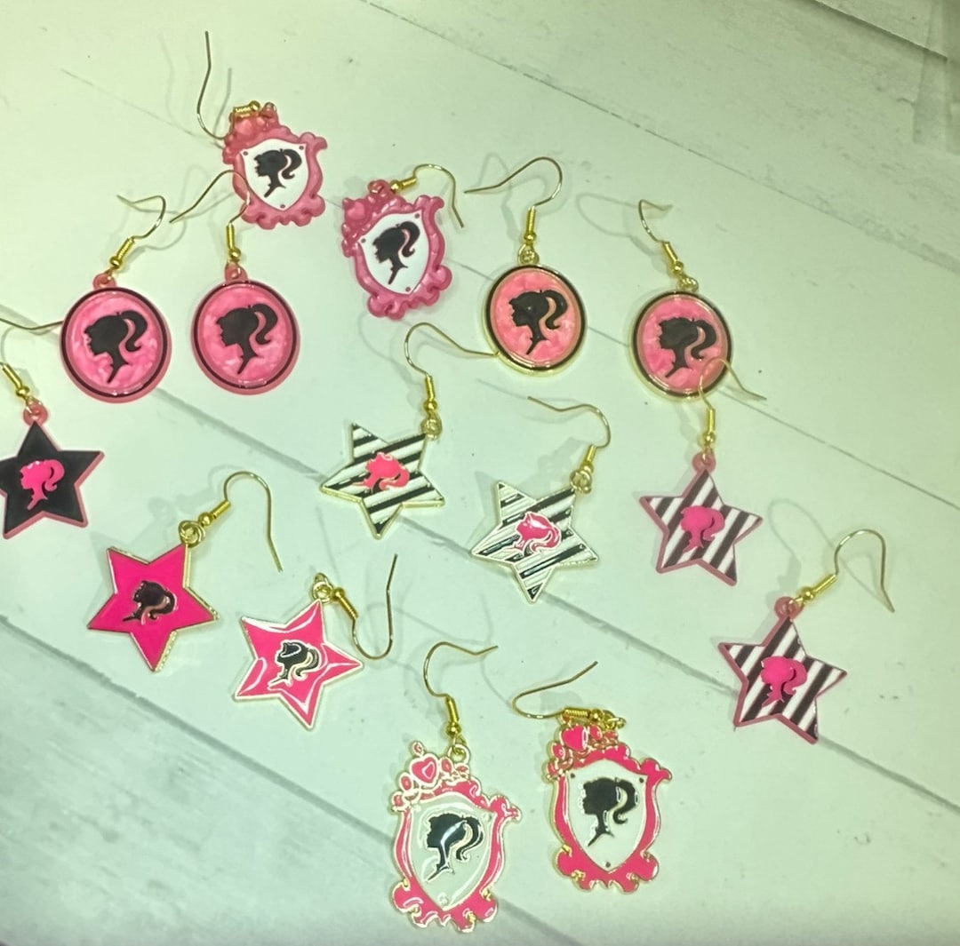 Barbie Iconic Earrings,pink Barbie Earrings,barbie Dangle Earrings ...