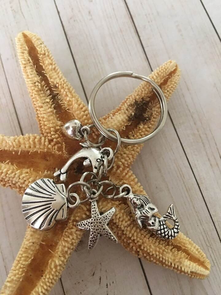 Coastal Clutter Keychainmermaid Keychainbeachy Key - Etsy