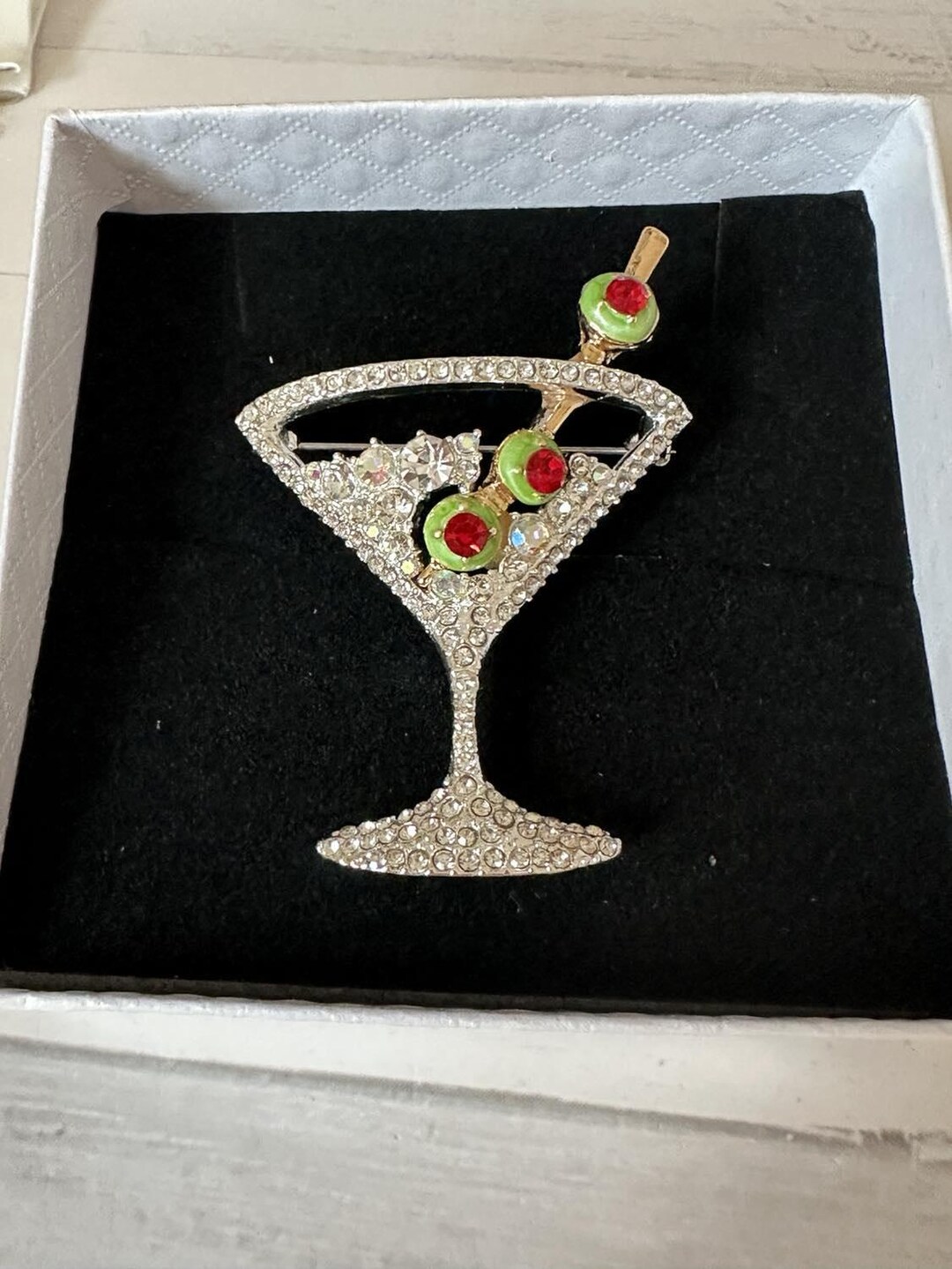 Martini Brooch ,rhinestone Cocktail Brooch,drink Themed Brooch ...