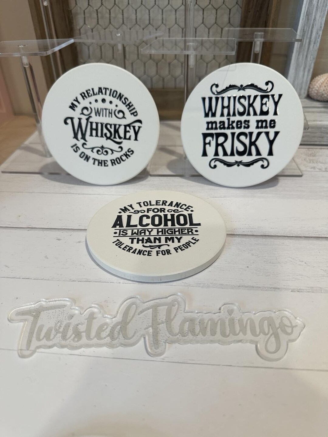 Whiskey Coasters,alcohol Themed Coasters,ceramic Coasters,drink ...