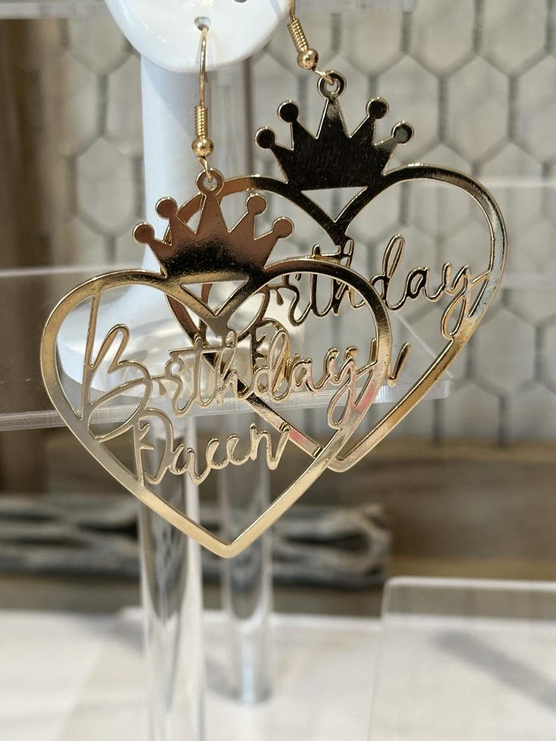 Gold Birthday Queen Crown Earrings: Party Jewelry - Etsy