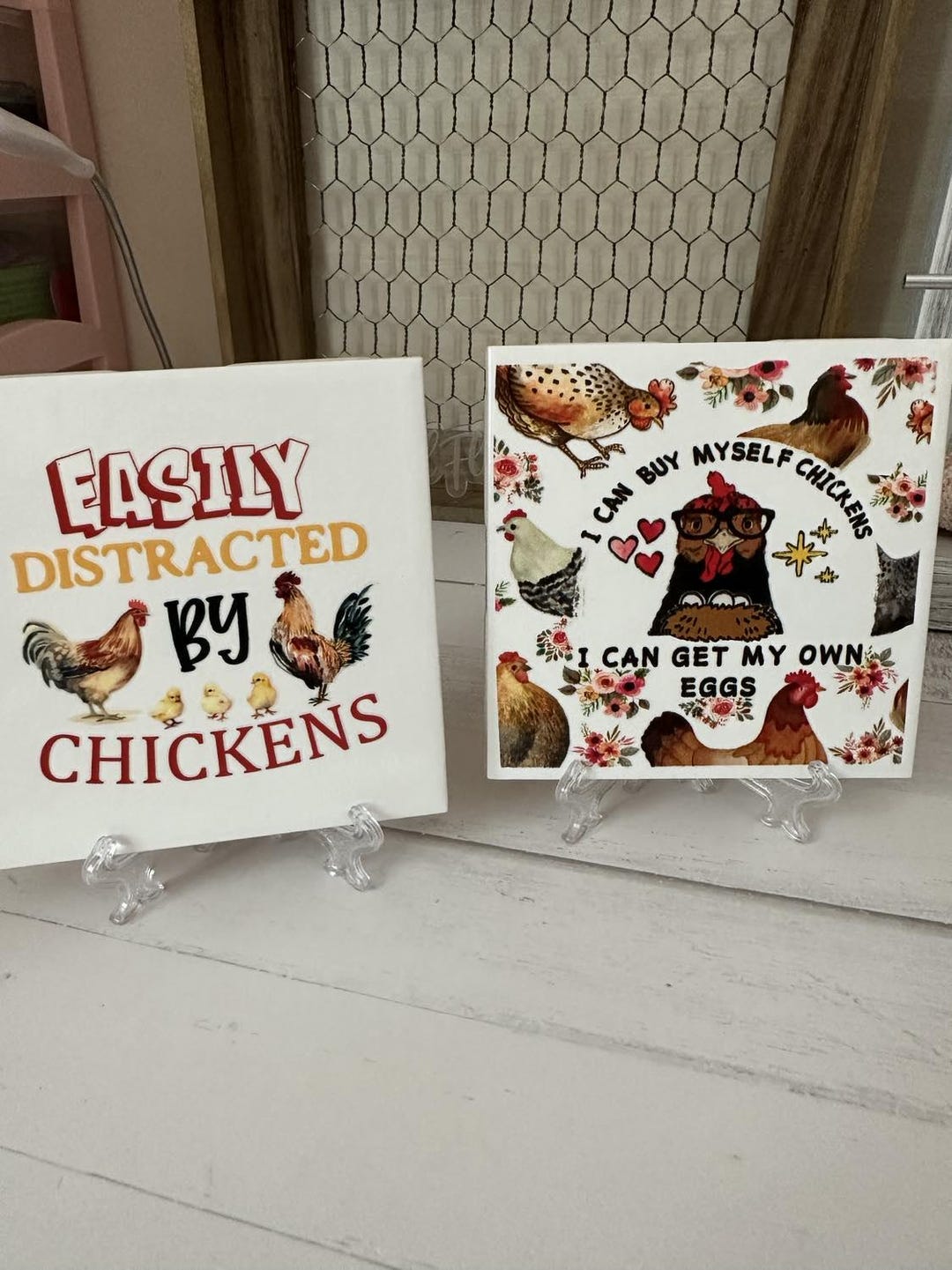 Chicken Tile Sign,ceramic Tile Home Decor,tile Shelf Sitter,funny ...