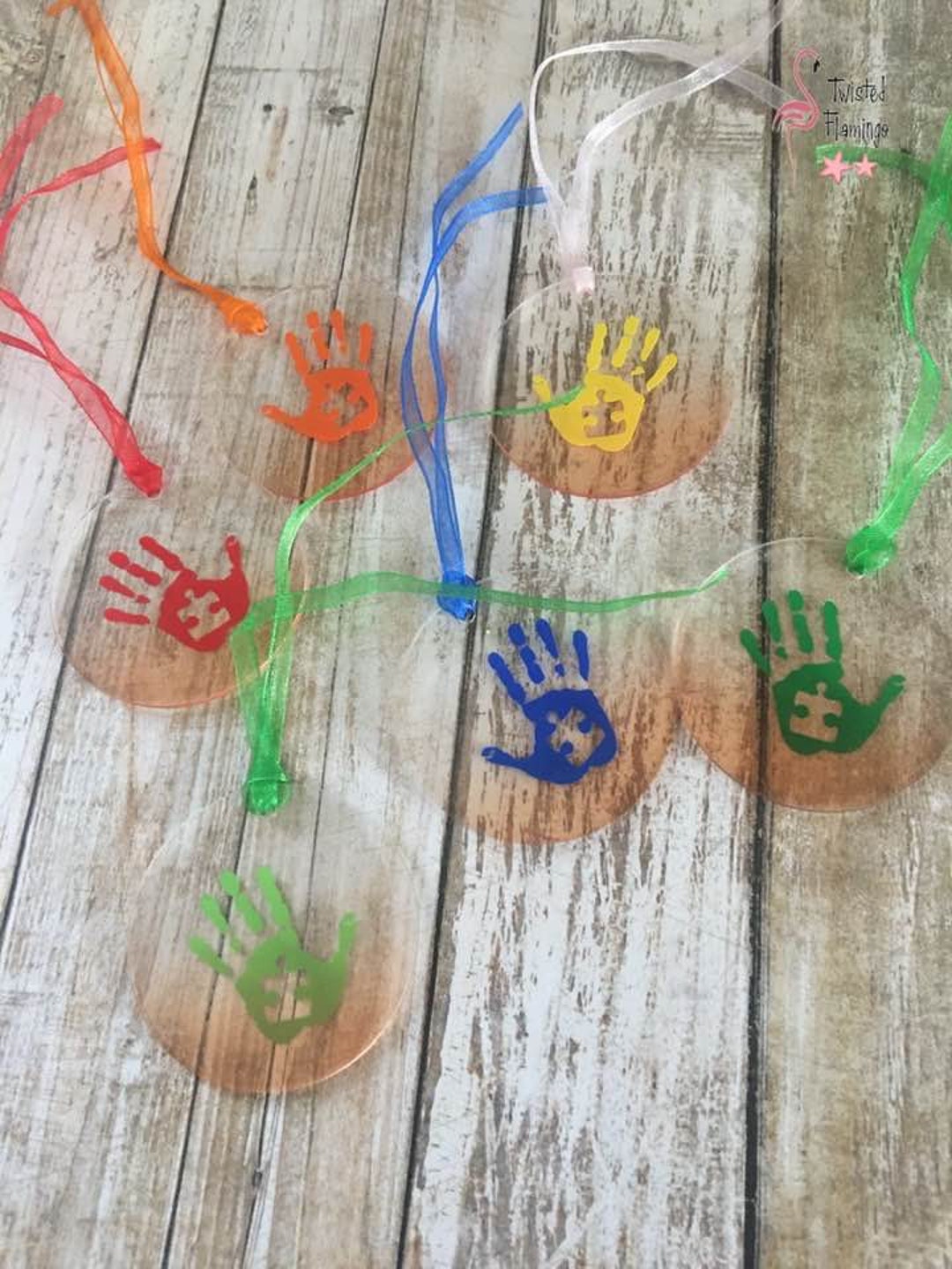 Autism Ornaments,acrylic Autism Handprint Ornaments,puzzle Handprint ...