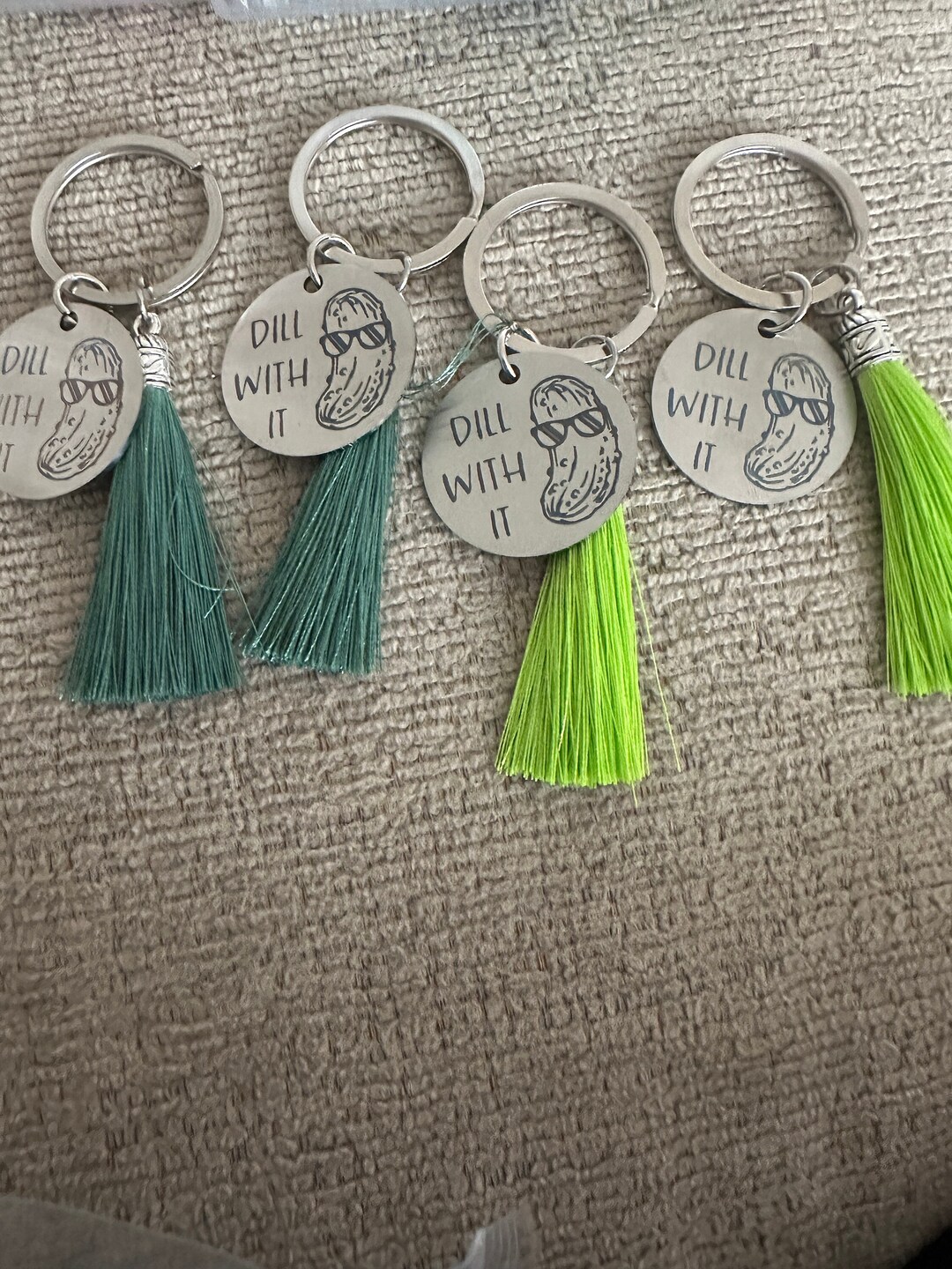 Dill With It Keychain: Fun Pickle Tassel Keyring - Etsy