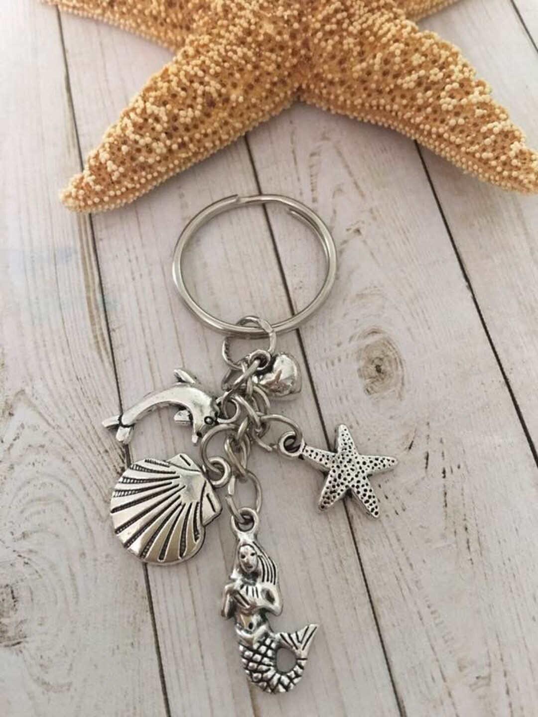 Coastal Clutter Keychain,mermaid Keychain,beachy Key Fob,beachy Keyring ...