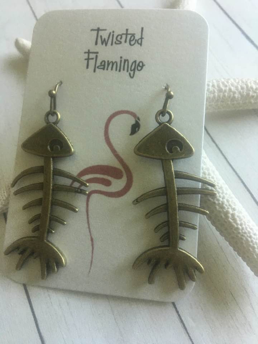 Bronze Fish Bone Earrings,fish Earrings,fish Bone Jewelry,fish Lovers ...