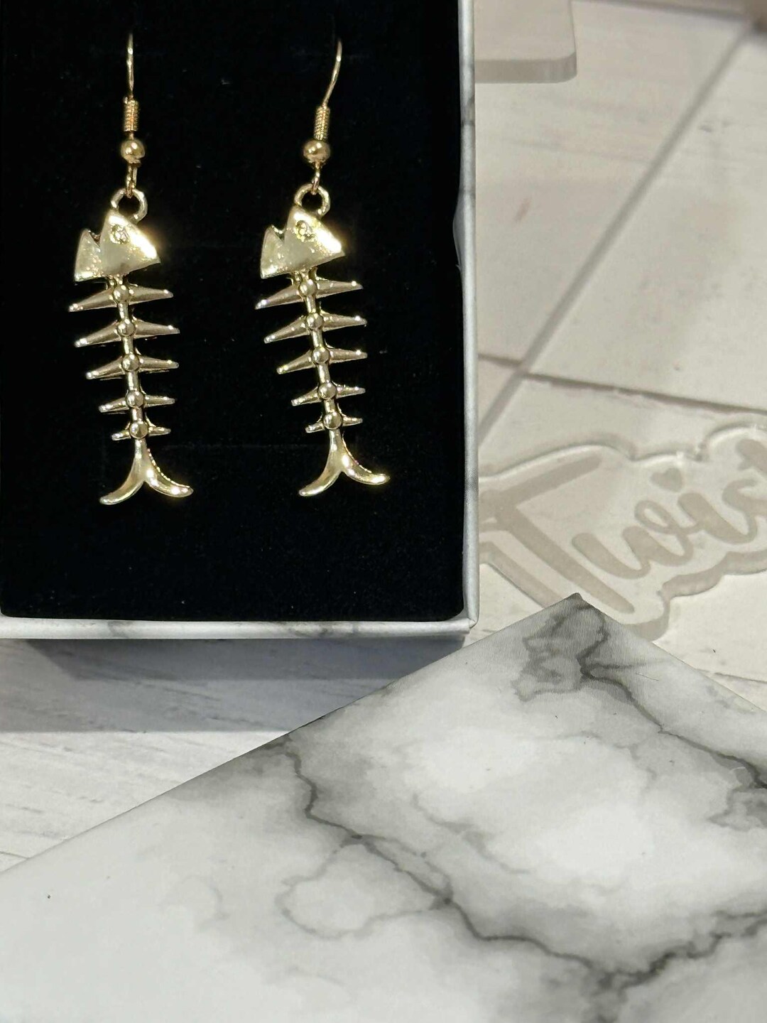 Gold Fishbone Earrings,fishbone Jewelry,coastal Jewelry,ocean Jewelry ...