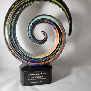 Colorful Spiral Art Glass Trophy Personalized Award for Employee ...