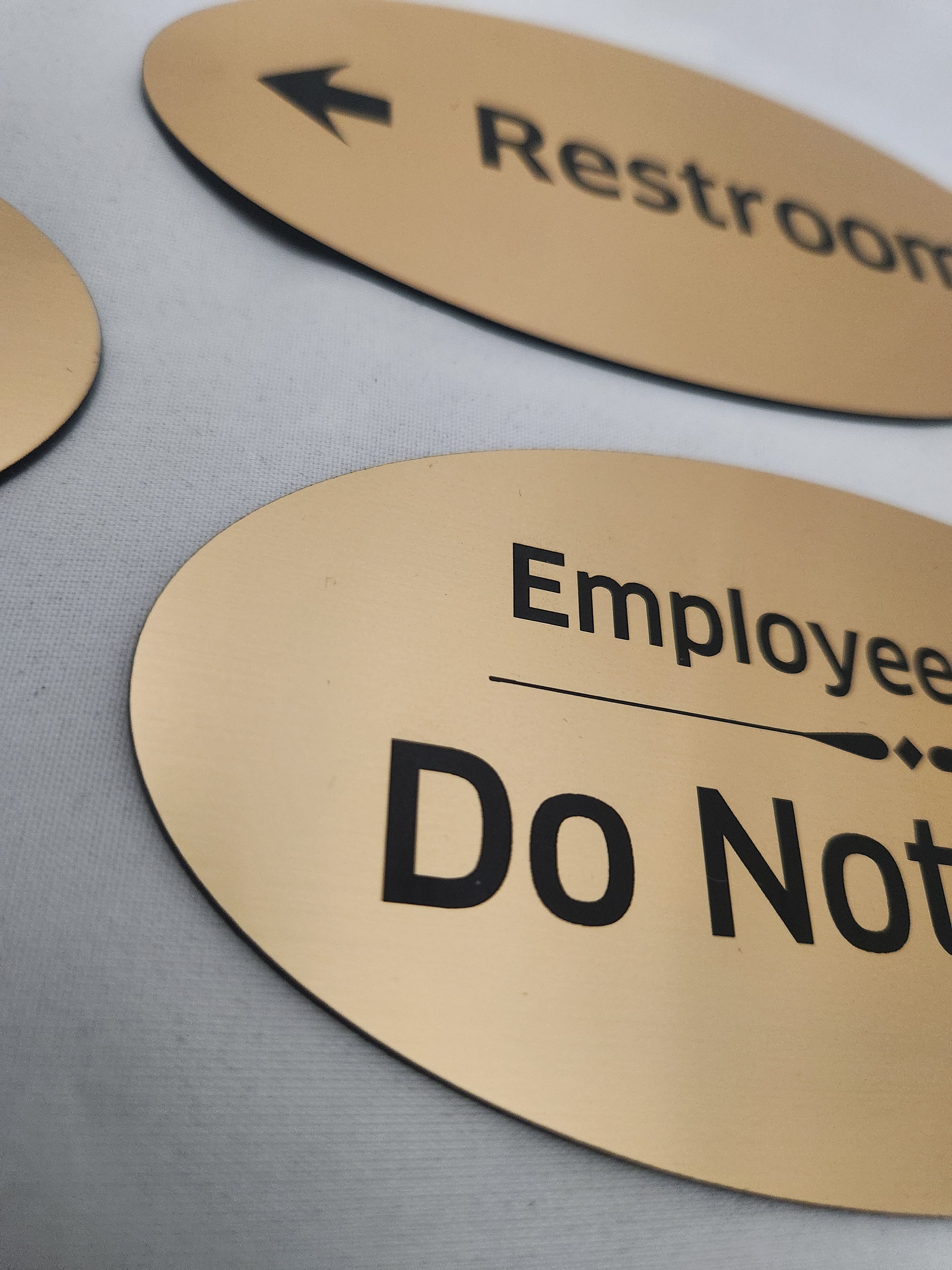 Room Identification Door Sign Laser Engraved Acrylic Brushed Euro Gold ...