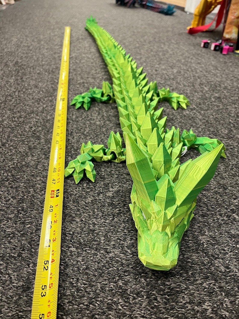 Giant Articulated Crystal Dragon Fidget Toy – 3D Printed, 4ft or 6ft ...
